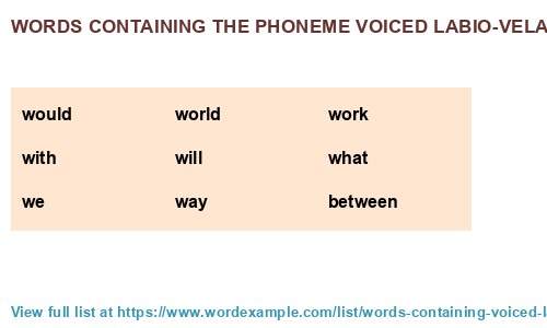 Words Containing The Phoneme Voiced Labio velar Approximant w 500 Words Containing The Phoneme Voiced Labio velar Approximant w 500