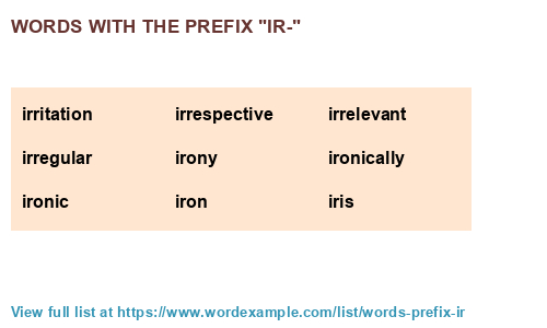 Words With The Prefix ir 779 Results 